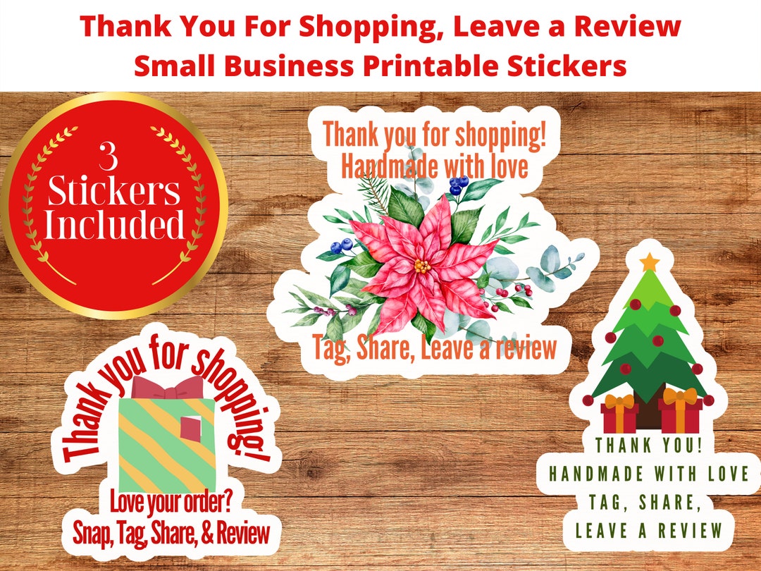 Leave a Review Label Sticker, Christmas Packaging, Handmade Printable ...