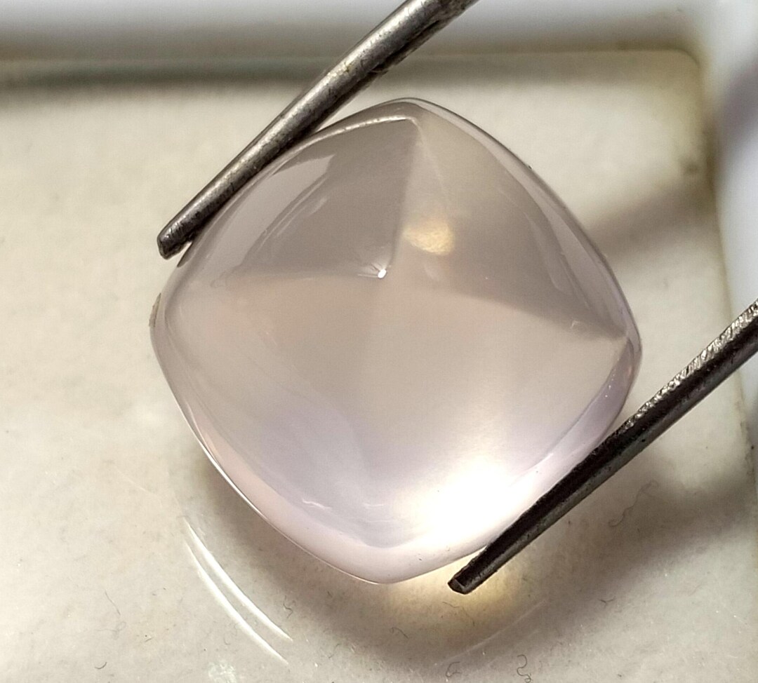 18 Carat. Natural Rose Quartz Sugarloaf Cabochon. 16x16x12 MM. Cushion ...