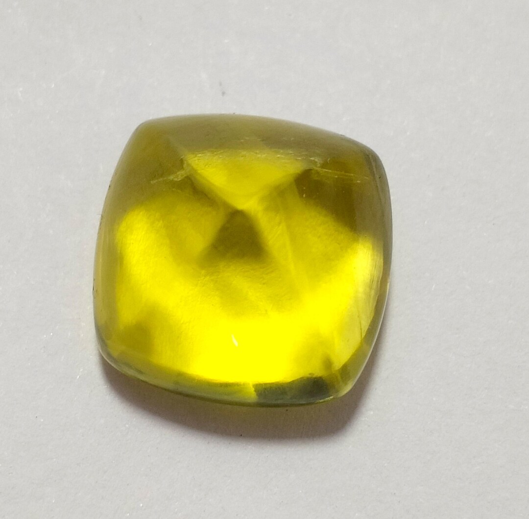 20 Carat. Natural Lemon Quartz Sugarloaf Cabochon. 16x16x13 MM. Cushion ...