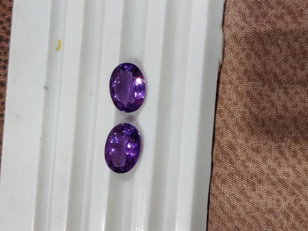 Par Oval Amatista Natural 14x10 mm - Etsy México