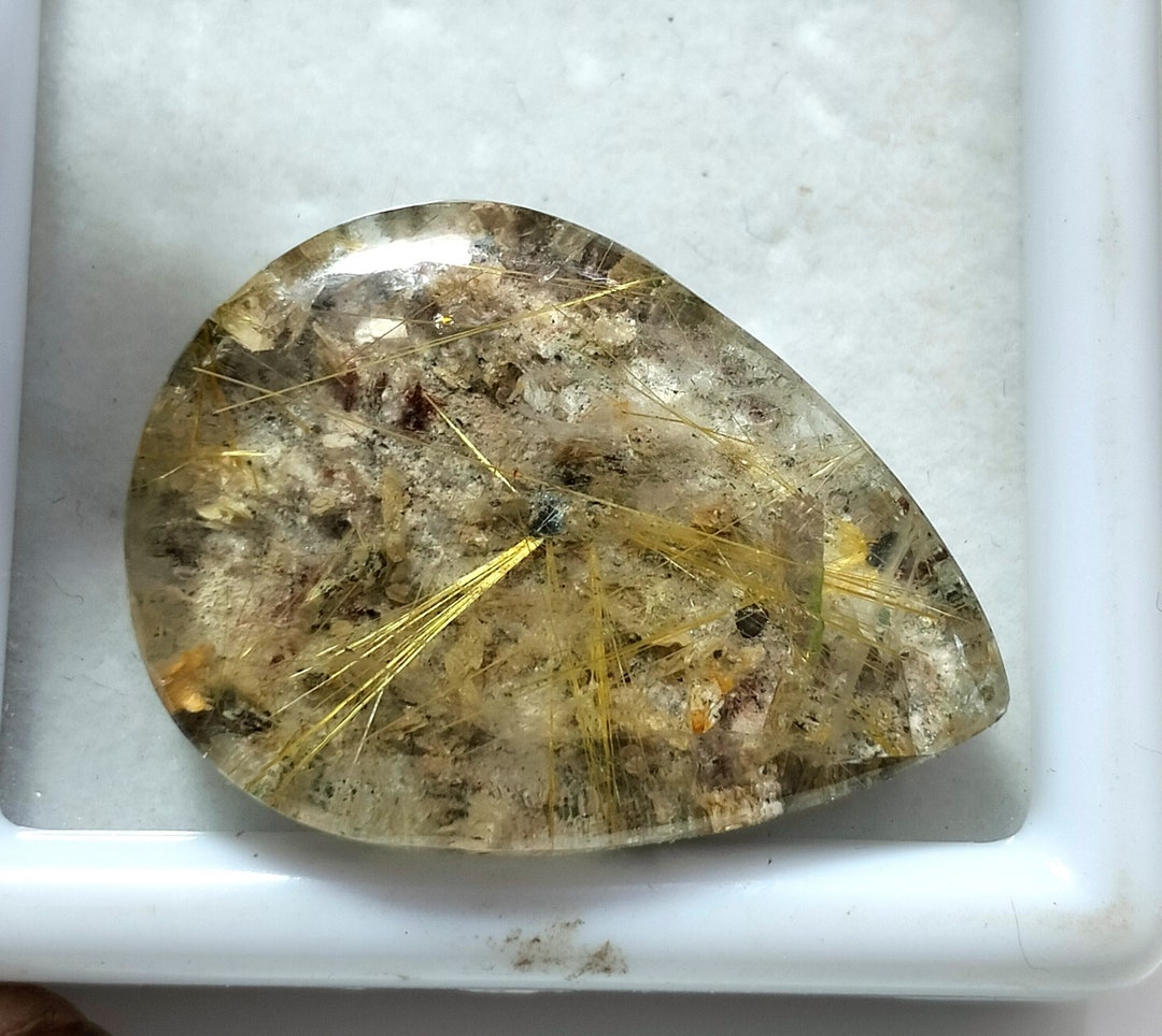 24 Carat. Amazing Rutile Lodolite Garden Quartz Cabochon Natural Garden ...
