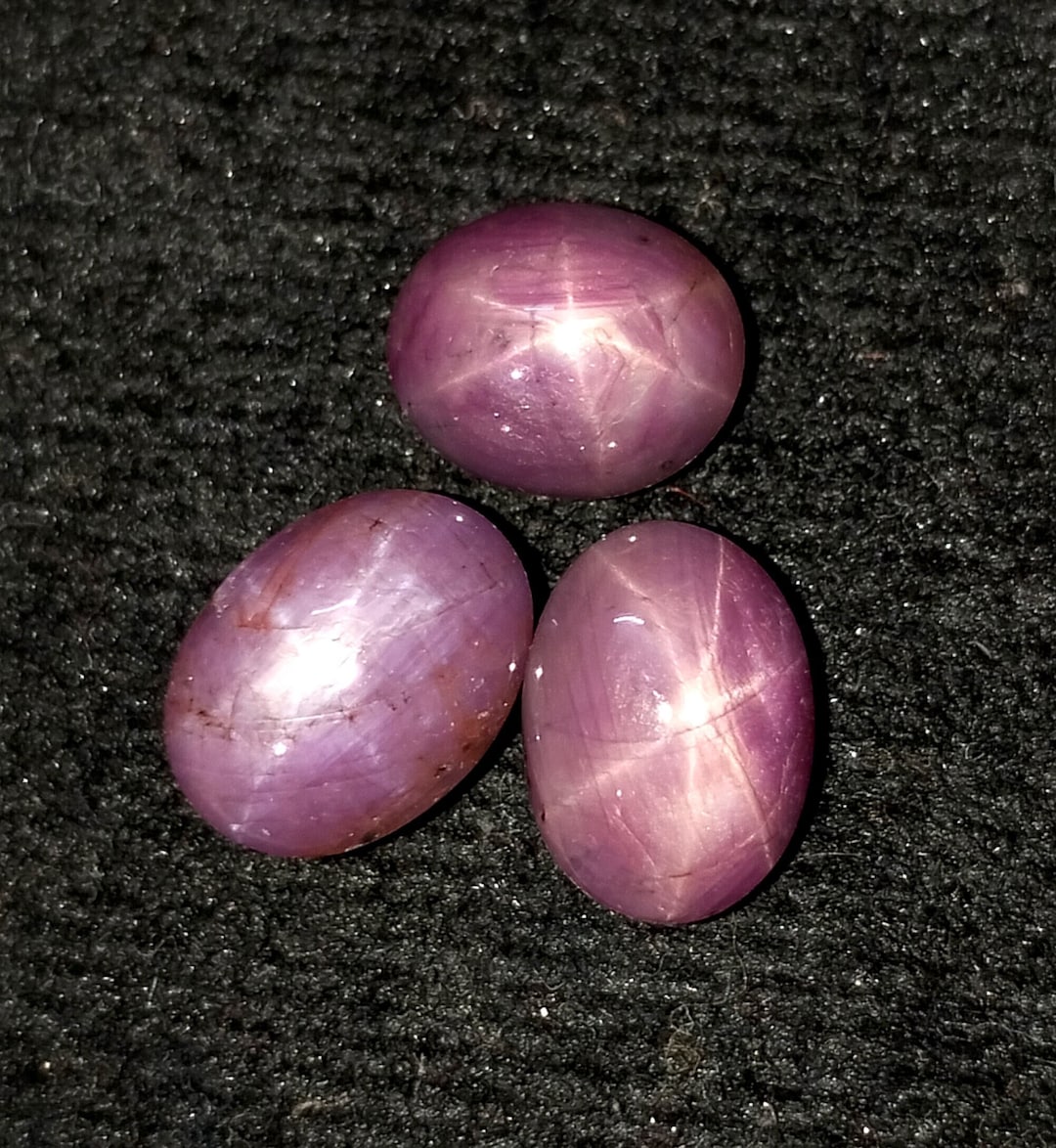 8 CT, Natural Star Ruby 3 Pieces Lot, Oval Star Ruby, Star Ruby Lot ...
