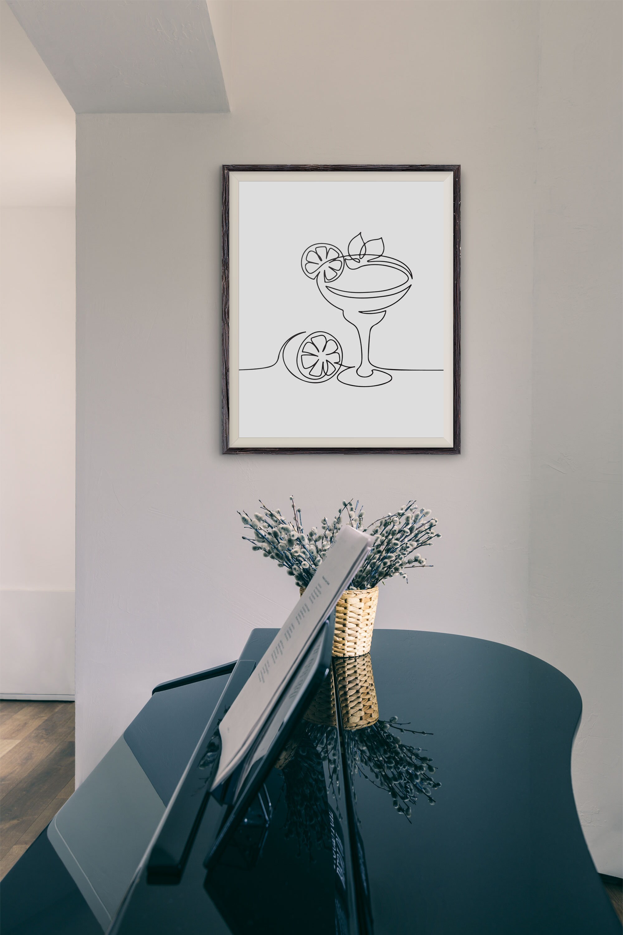 Continuous Line Cocktail Printable Wall Art, Minimal Margarita Poster ...
