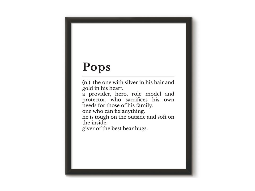 Pops Definition Printable Wall Art, Poster Gift for Pops - Etsy