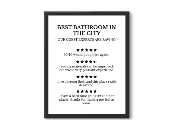 Printable Funny Bathroom Reviews Sign Guest Bathroom Wall | Etsy