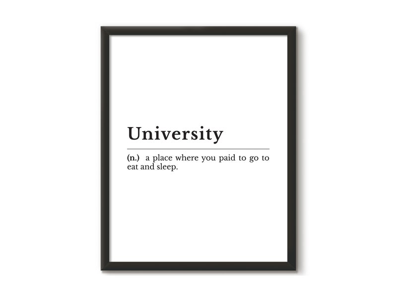Funny University Definition Print, Funny Dorm Art, Definition Wall Art ...