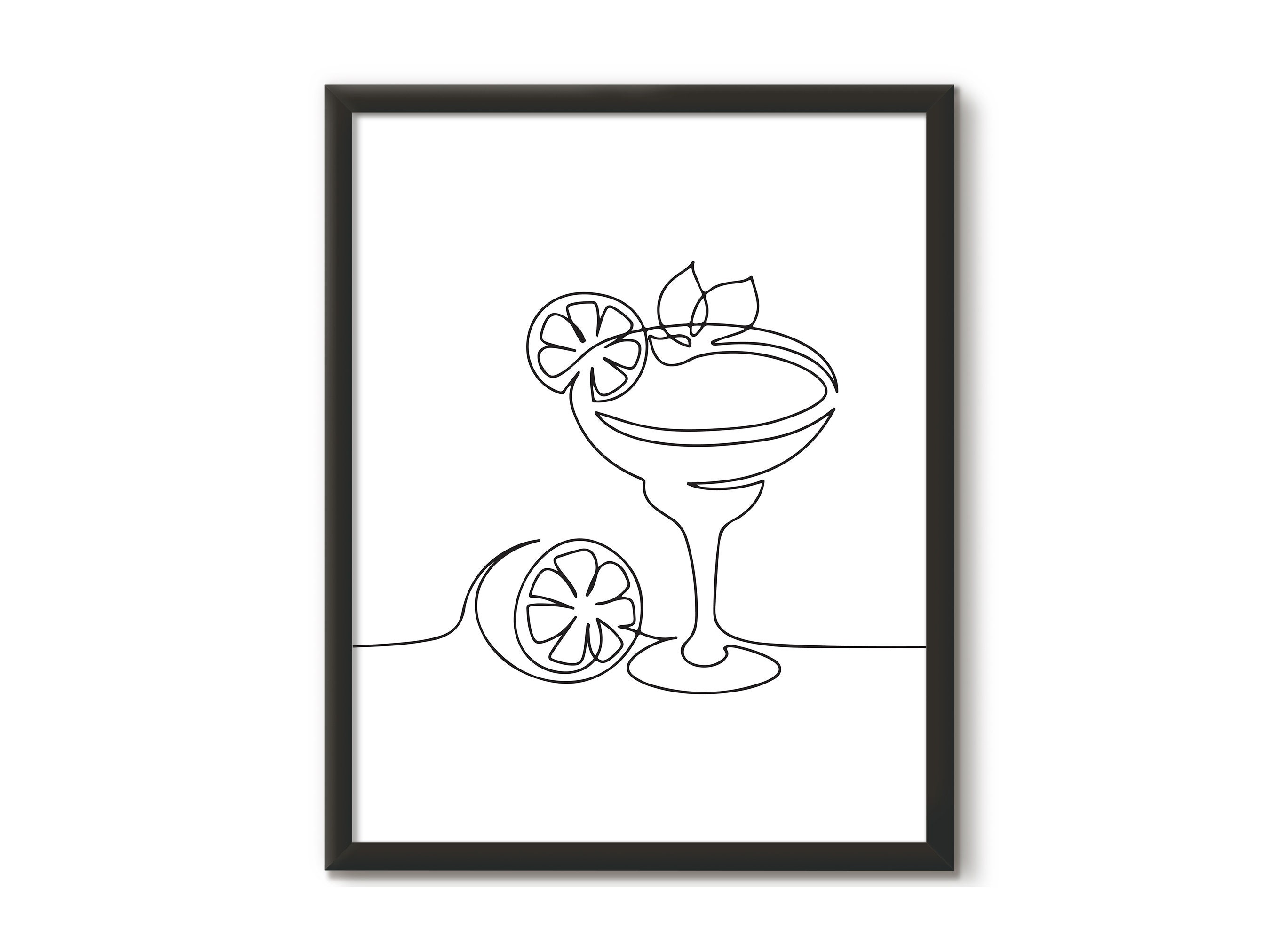 Continuous Line Cocktail Printable Wall Art, Minimal Margarita Poster ...