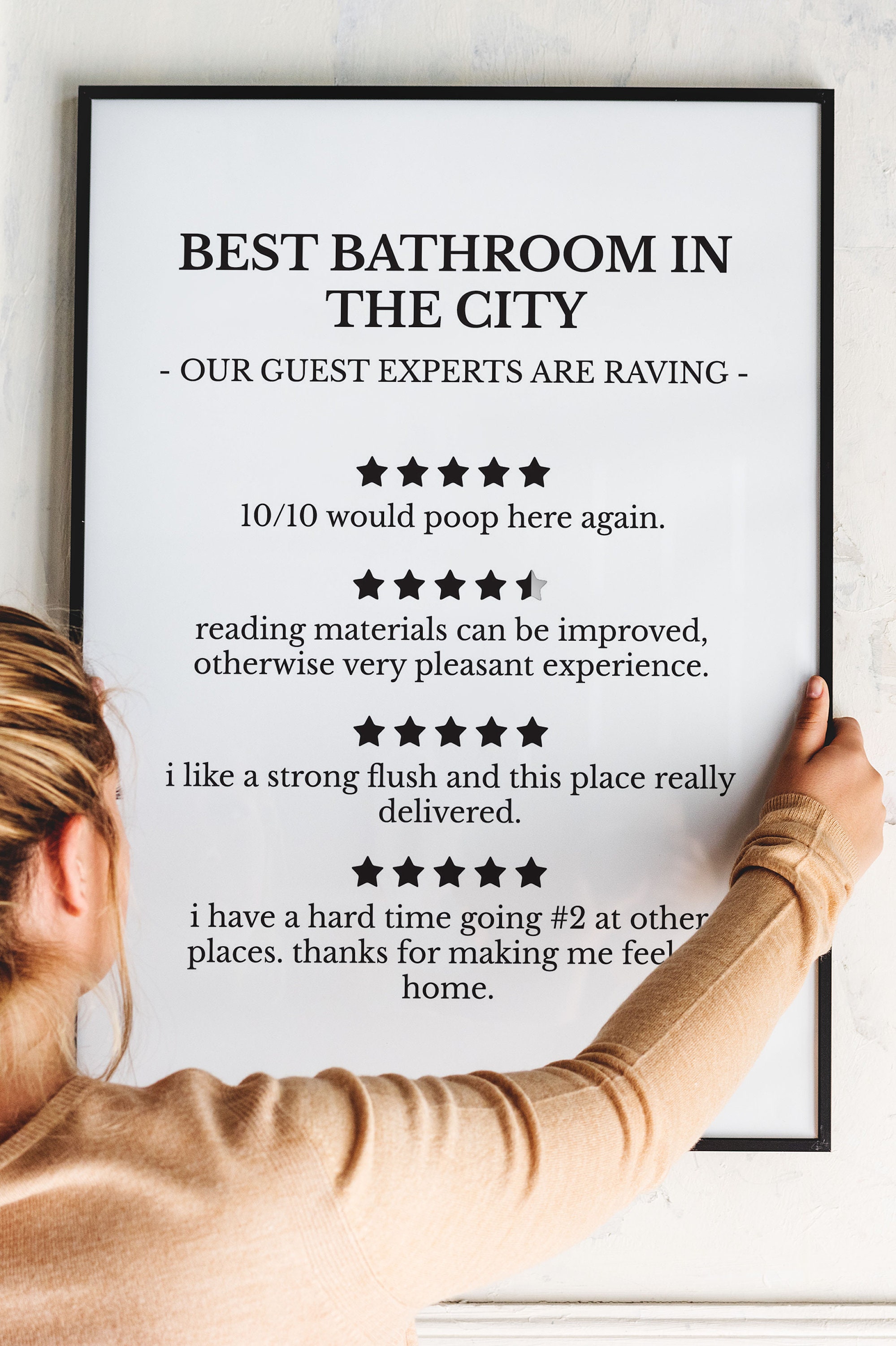 Printable Funny Bathroom Reviews Sign, Guest Bathroom Wall Decor ...