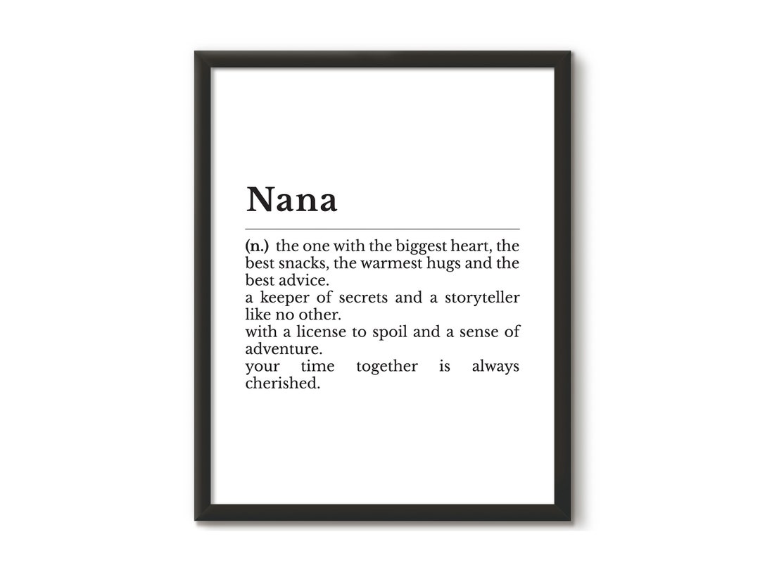 Nana Definition Printable Wall Art, Poster Gift for Nana - Etsy
