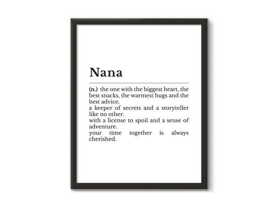 Nana Definition Printable Wall Art Poster Gift for Nana | Etsy