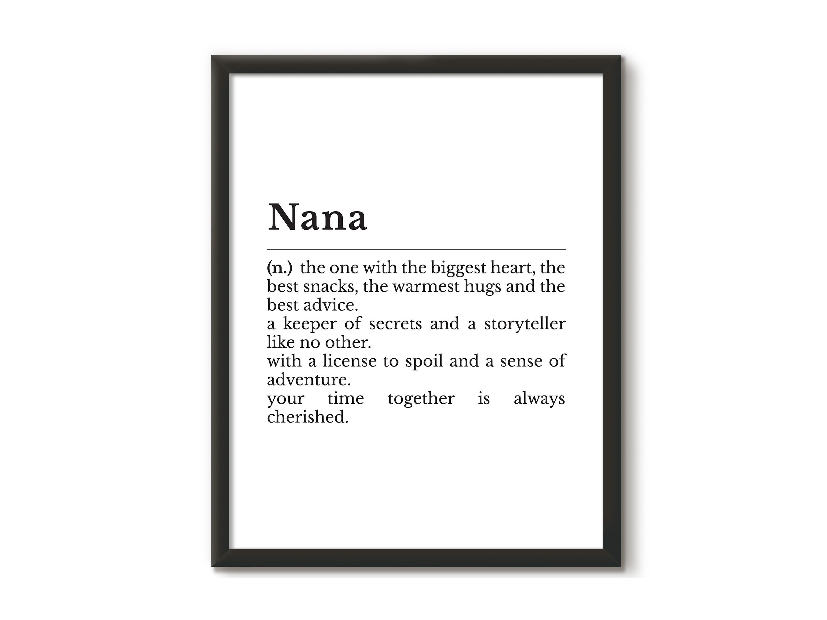 Nana Definition Printable Wall Art, Poster Gift for Nana - Etsy