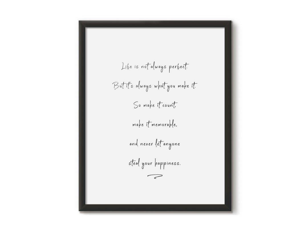 Life is Not Always Perfect Print, Inspirational Prints, Motivational ...