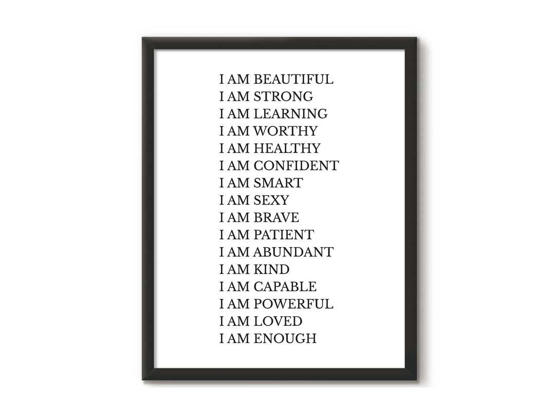 I Am Beautiful, Daily Affirmations Wall Art, Affirmations Printable ...