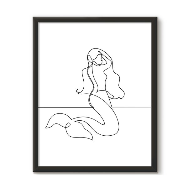 Mermaid Drawing - Etsy