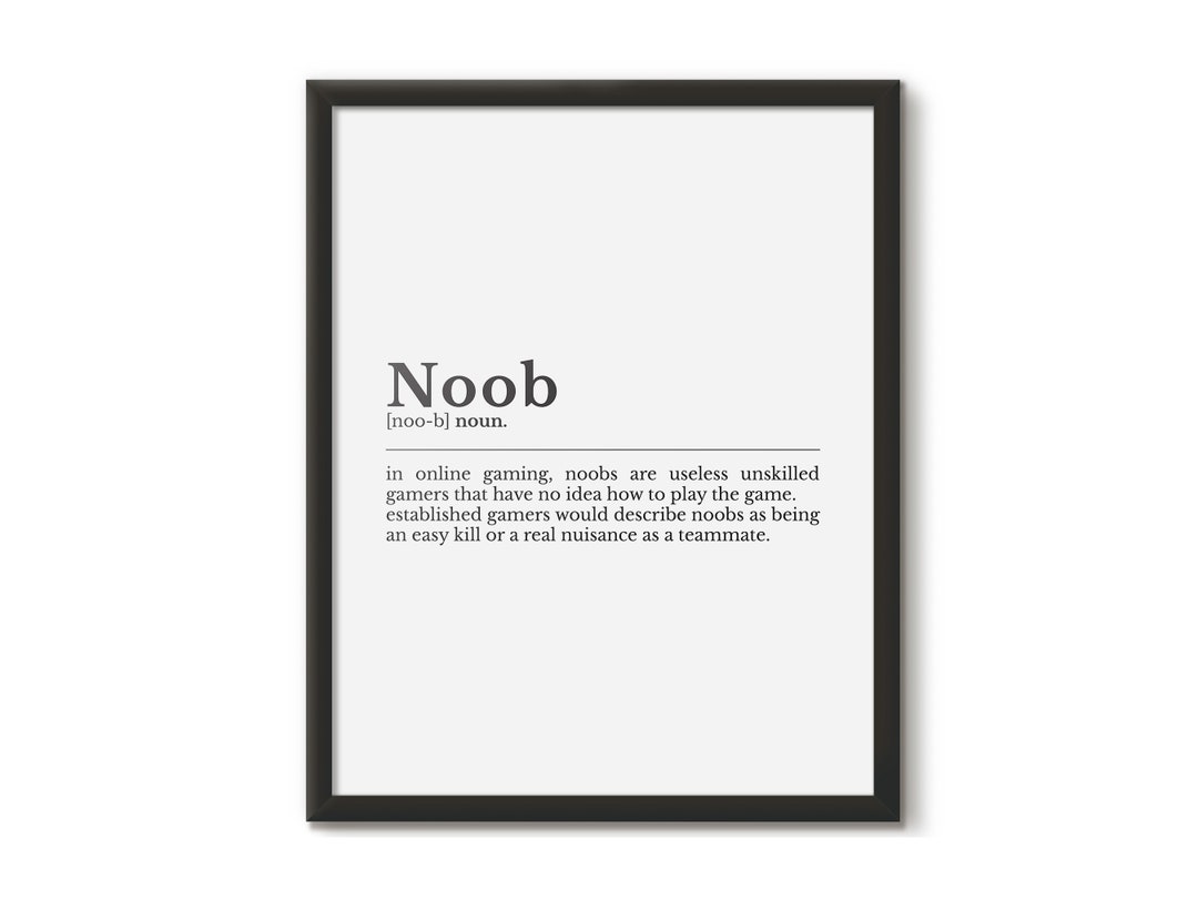 Noob Definition Print, Gaming Print, Gaming Wall Art, Game Gift, Boys ...