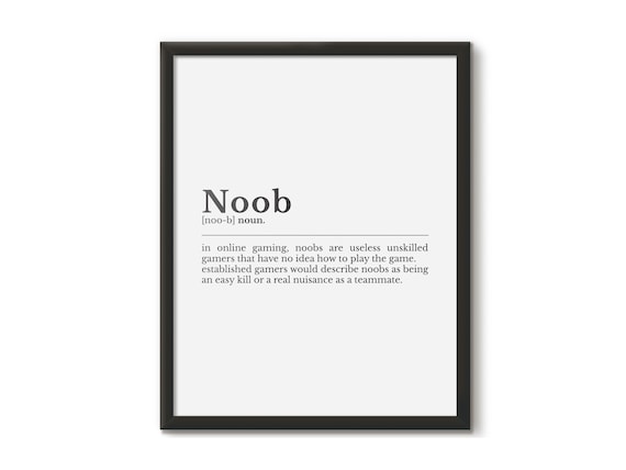 Noob Definition Print Gaming Print Gaming Wall Art Game Gift Boys Bedroom Decor Definition Prints Gaming Poster Games Room Art Etsy