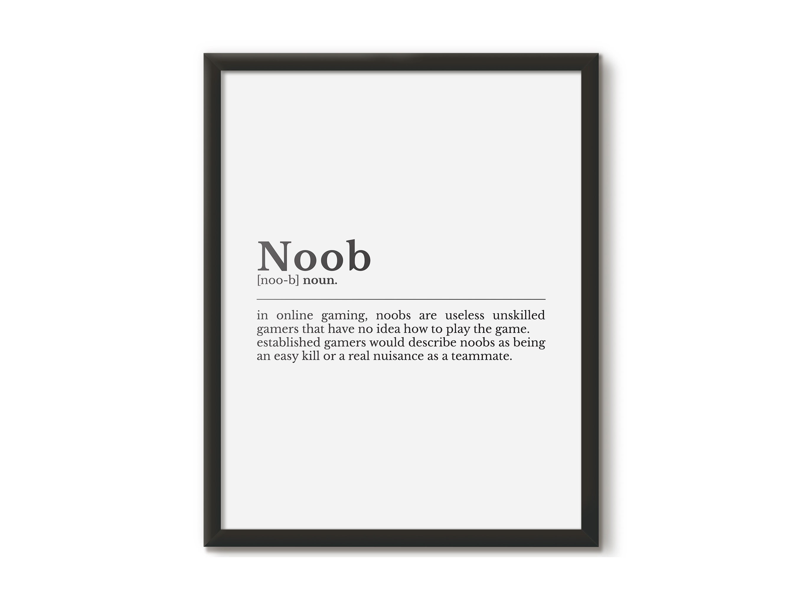 Noob Definition Print, Gaming Print, Gaming Wall Art, Game Gift, Boys ...