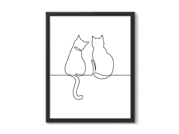 Minimalist Cat Line Art Print Cat Drawing Poster One Line - Etsy