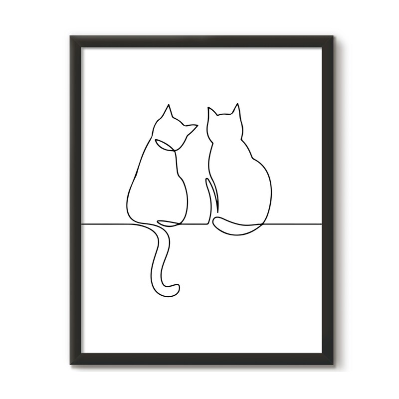 Cat Line Art - Etsy