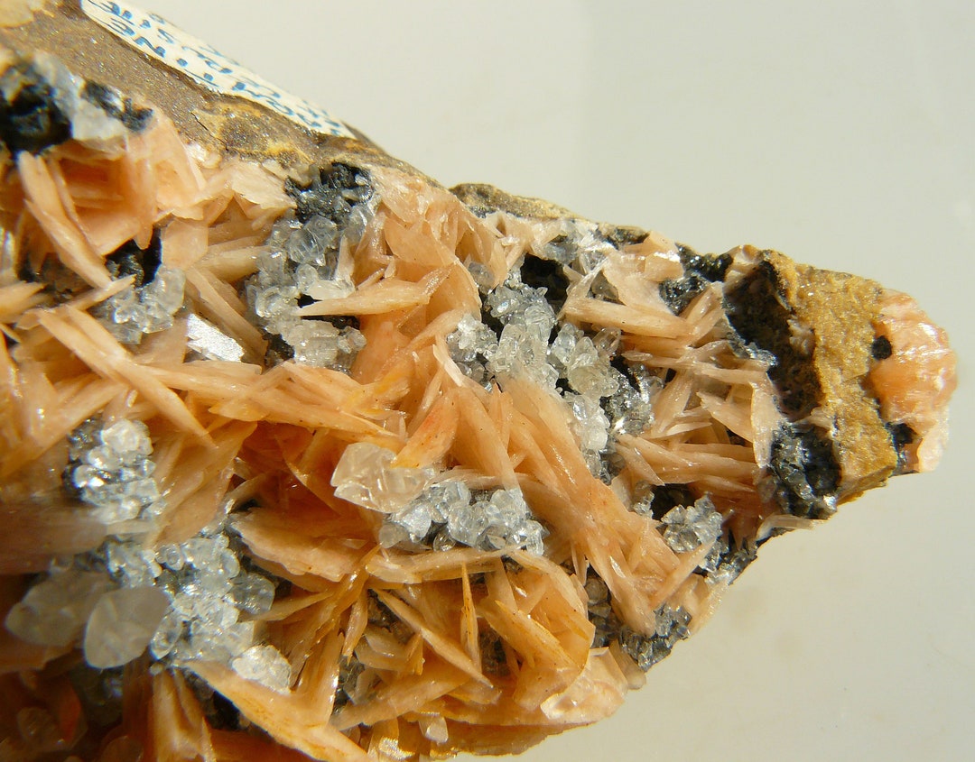 Cerussite on Cockscomb Baryte (barite) - Mibladen, Morocco ...