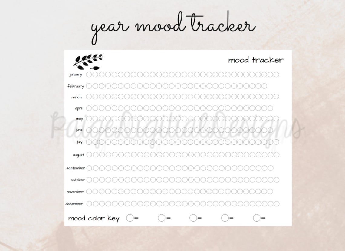 Yearly Mood Tracker Positive Mindset Reflection Journaling - Etsy