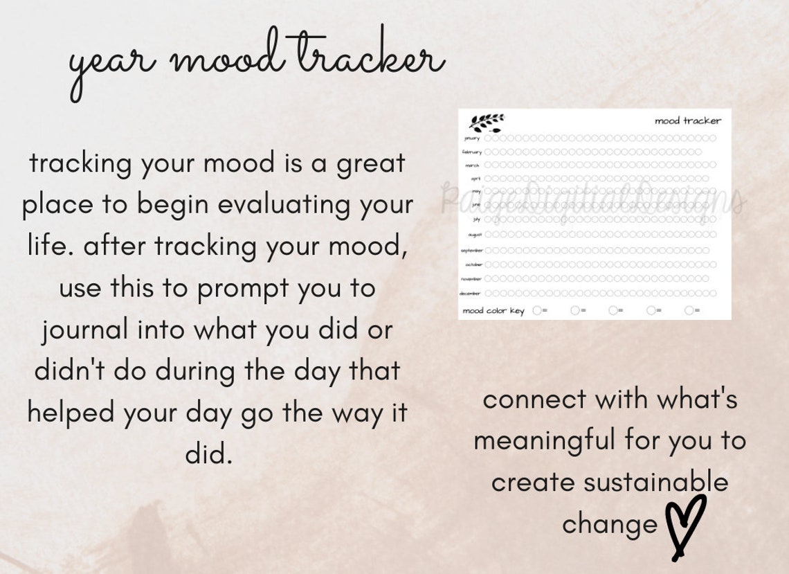 Yearly Mood Tracker Positive Mindset Reflection Journaling - Etsy