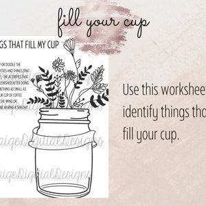 Fill Your Cup Self Care Worksheet for Self Love Journal - Etsy
