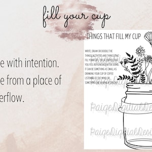 Fill Your Cup Self Care Worksheet for Self Love Journal - Etsy