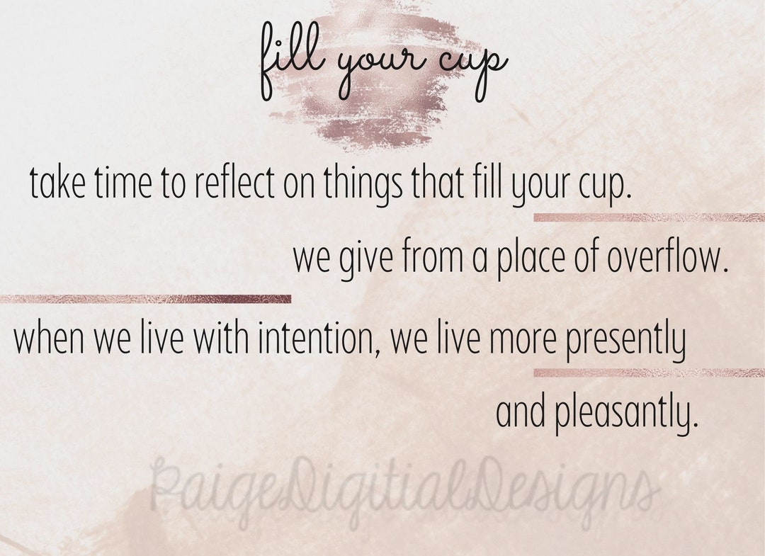 Fill Your Cup Self Care Worksheet for Self Love Journal - Etsy