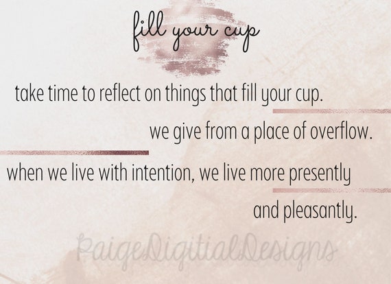 Fill Your Cup Self Care Worksheet for Self Love Journal - Etsy