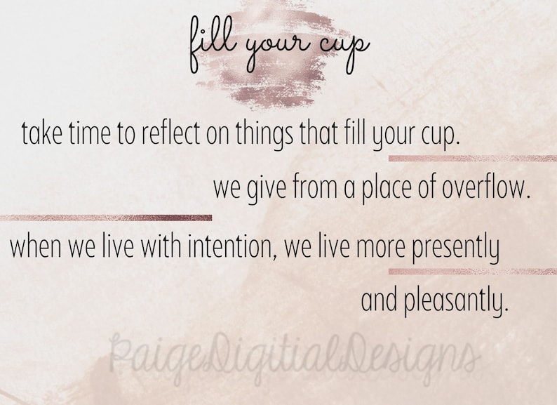 Fill Your Cup Self Care Worksheet for Self Love Journal - Etsy