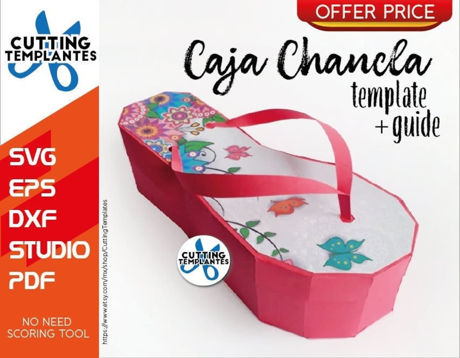 Caja Chancla SVG, caja forma de chancla, sandalia, chancleta 3D, regalo ...