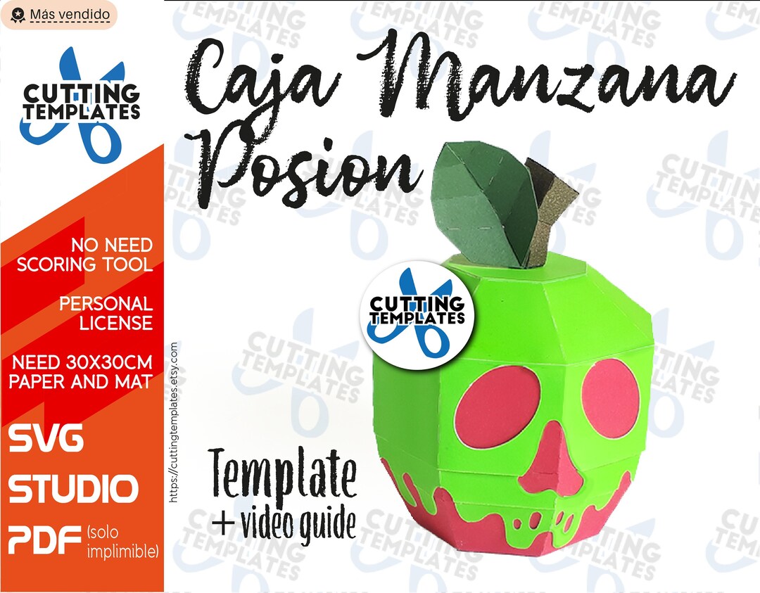 Poisoned Apple Box Halloween Apple Svg 3D Template, Halloween Candy Box ...