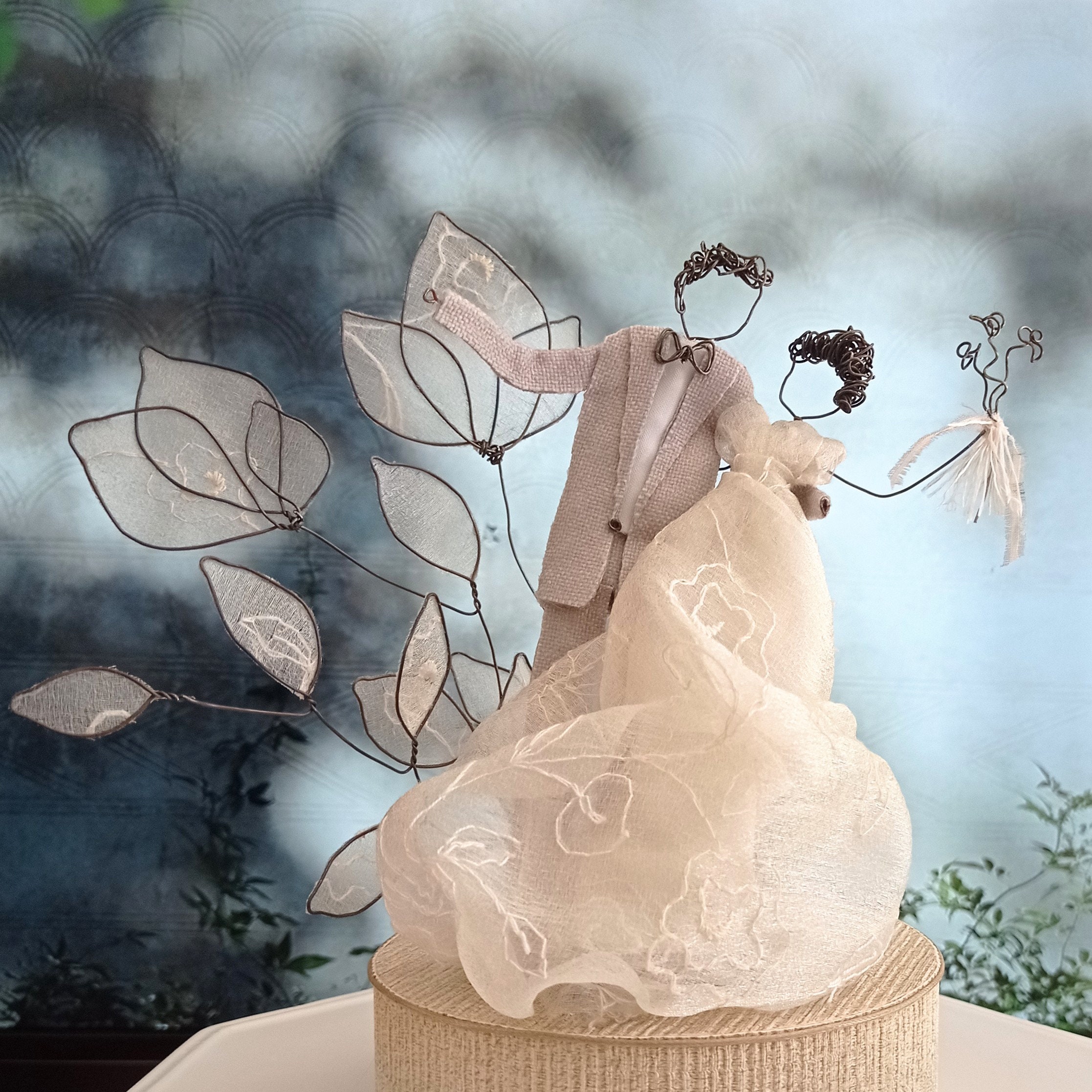 Wedding Cake Topper, Wire Cake Topper Figures, Bride and Groom Topper ...