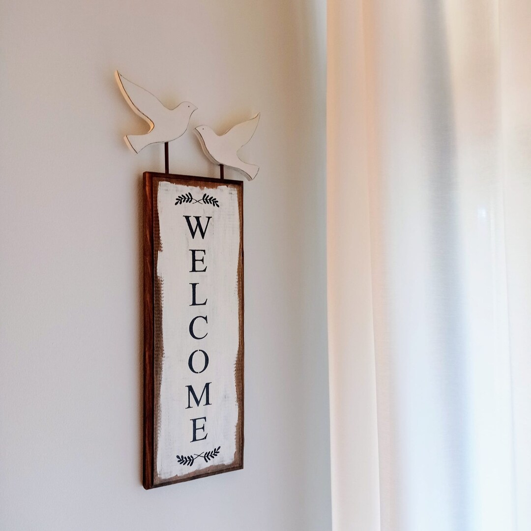 Wooden Sign With Welcome Announcement to Hang. Handmade. - Etsy