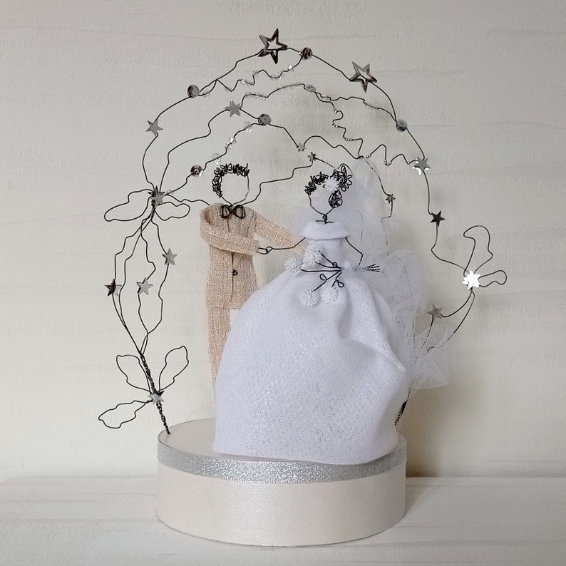 Wedding Cake Topper Wire Cake Topper Figures Bride and Groom - Etsy