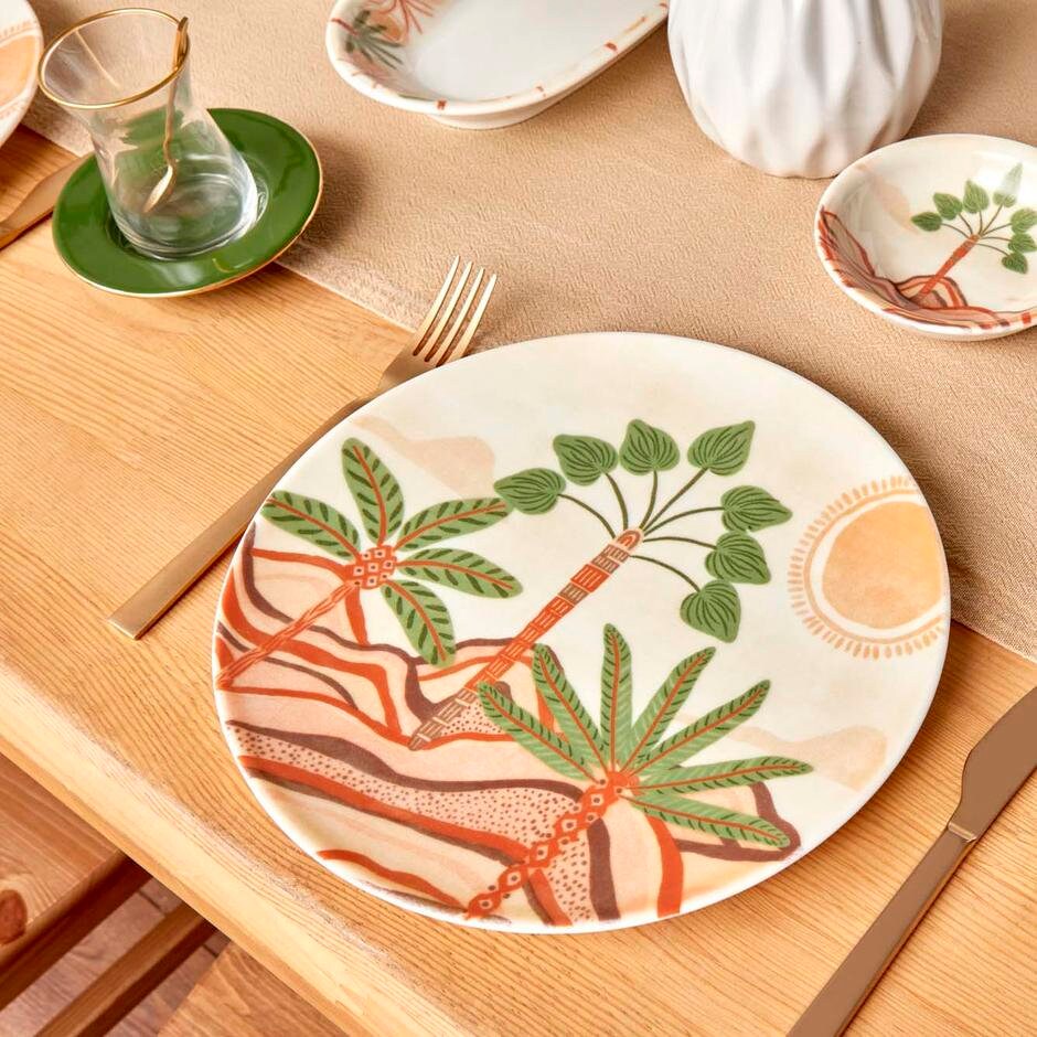 24 Pieces 6 Person Dinnerware Palm Tree Dinnerwaremoving - Etsy