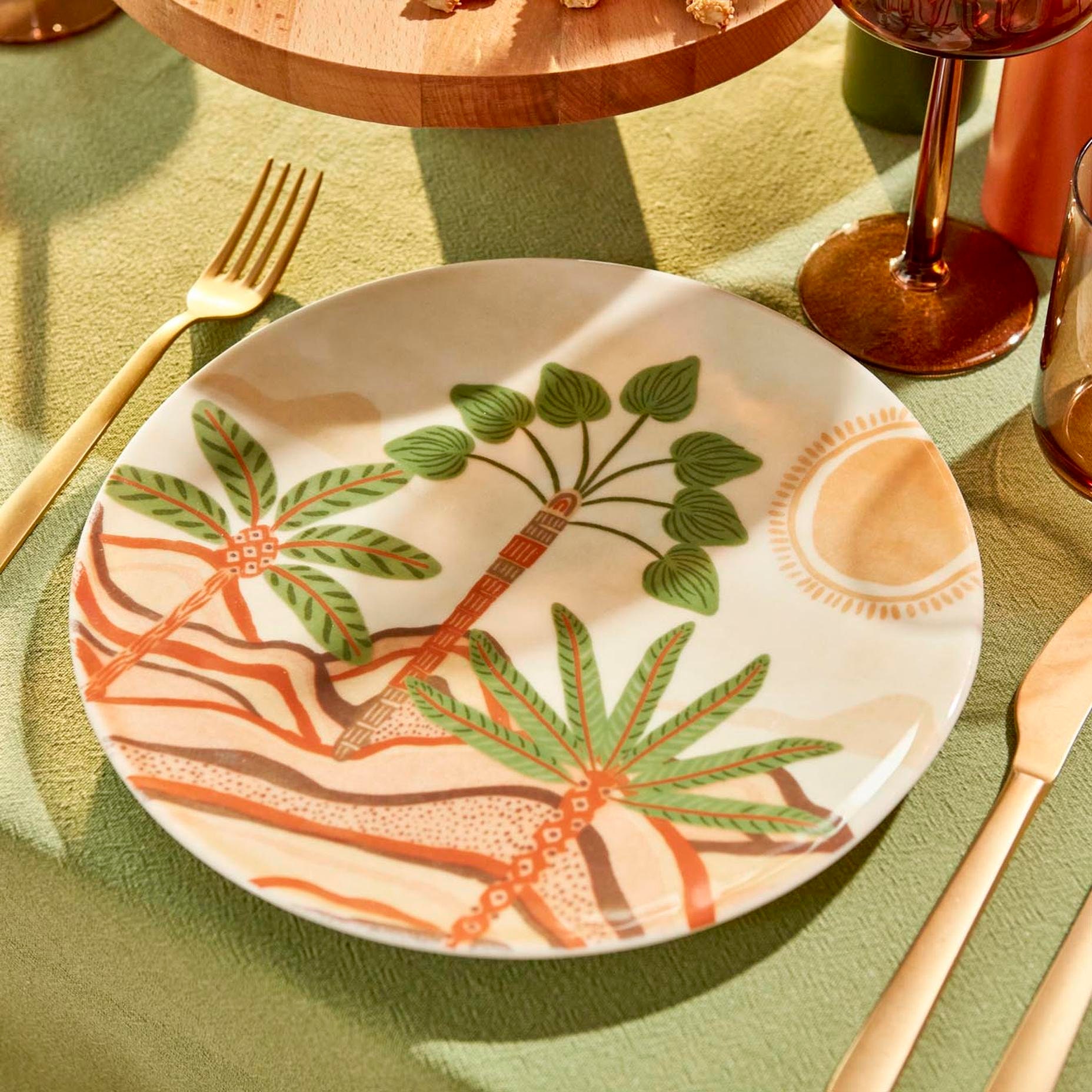 24 Pieces 6 Person Dinnerware Palm Tree Dinnerwaremoving - Etsy