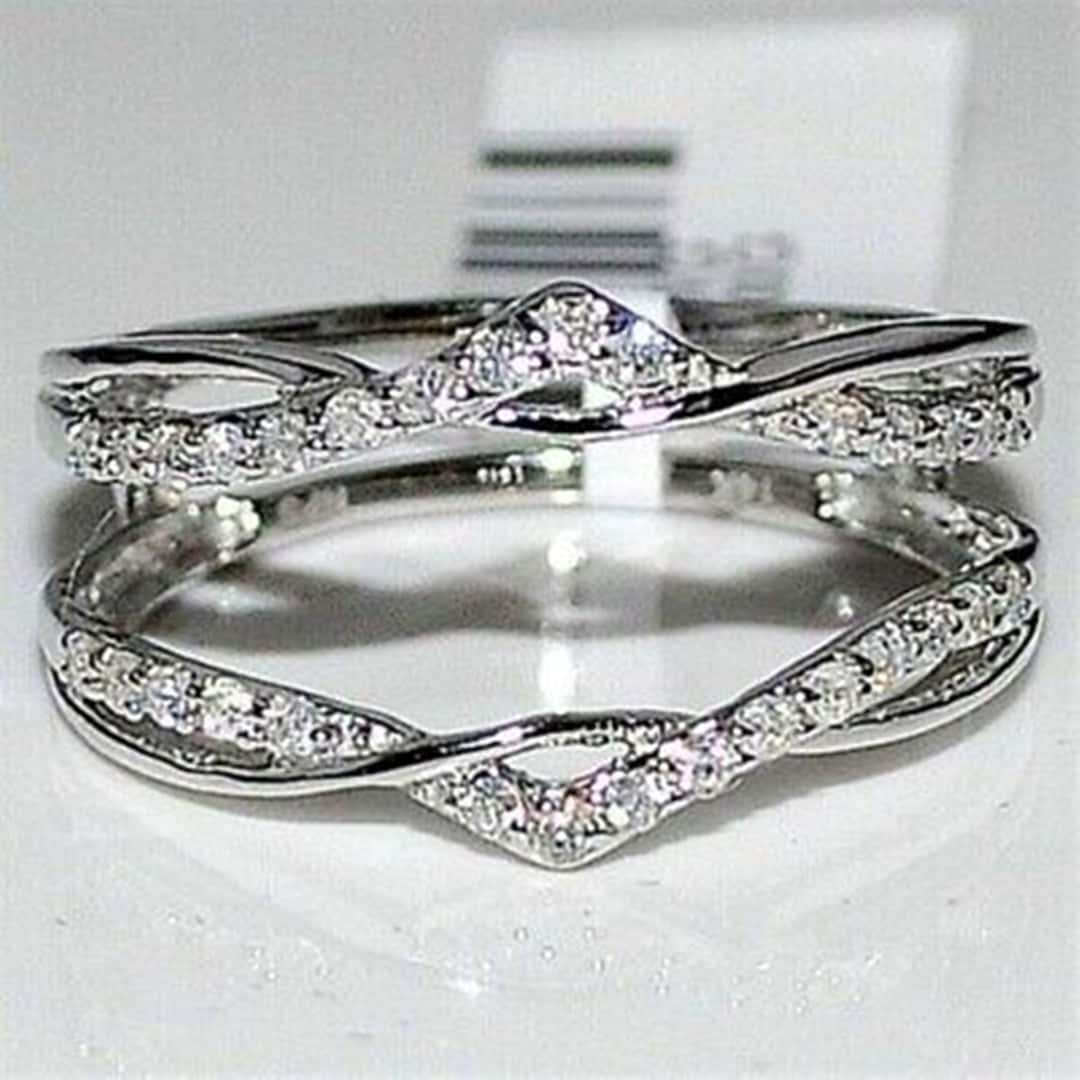 Round Moissanite Diamond Enhancer Band, Open Diamond Band, Engagement ...