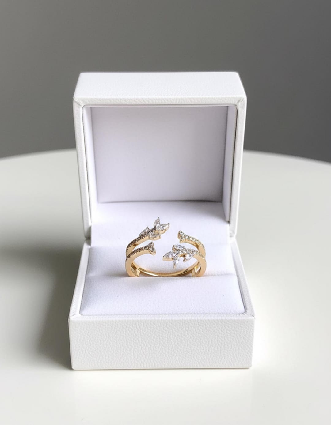 14K Gold Enhancer Guard Band Ring, Wrap Guard Band, Marquise & Round ...