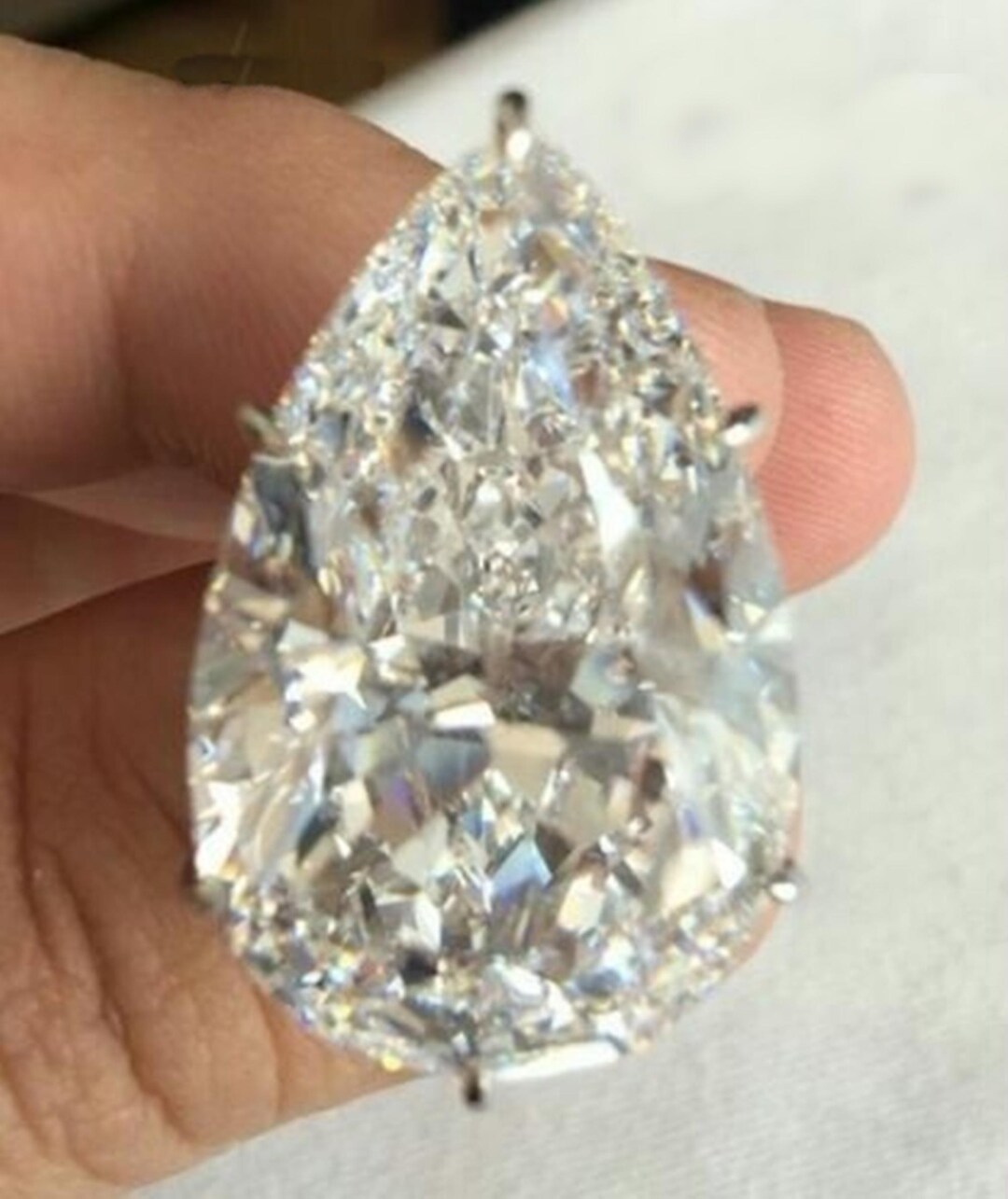 Elegant Huge Pear Shape CZ Stone Cocktail Ring, Solitaire Teardrop Ring ...