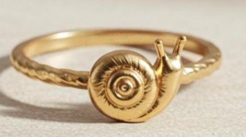 Snail Shape Ring, Insect Inspired Ring, Yellow Gold Birthday Gift ...