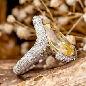 Canary Yellow Large Teardrop Ring 2114MM Pear Cut CZ Diamond - Etsy