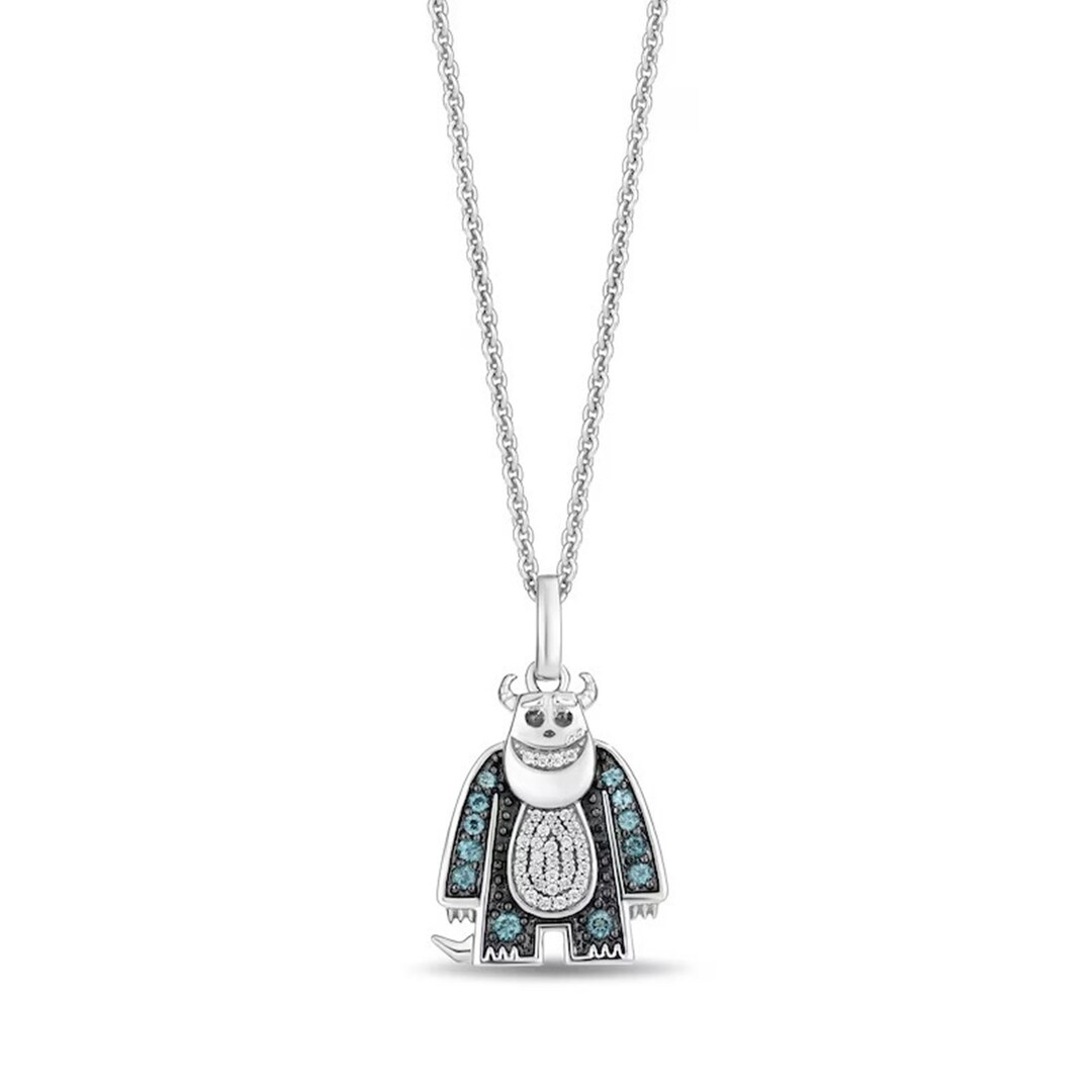 Pixar's Monster Necklace, Monster sulley Necklace, Blue Topaz & White ...
