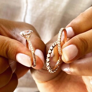 Trio Stackable Engagement Ring Set, Stunning Oval With Round Cut ...