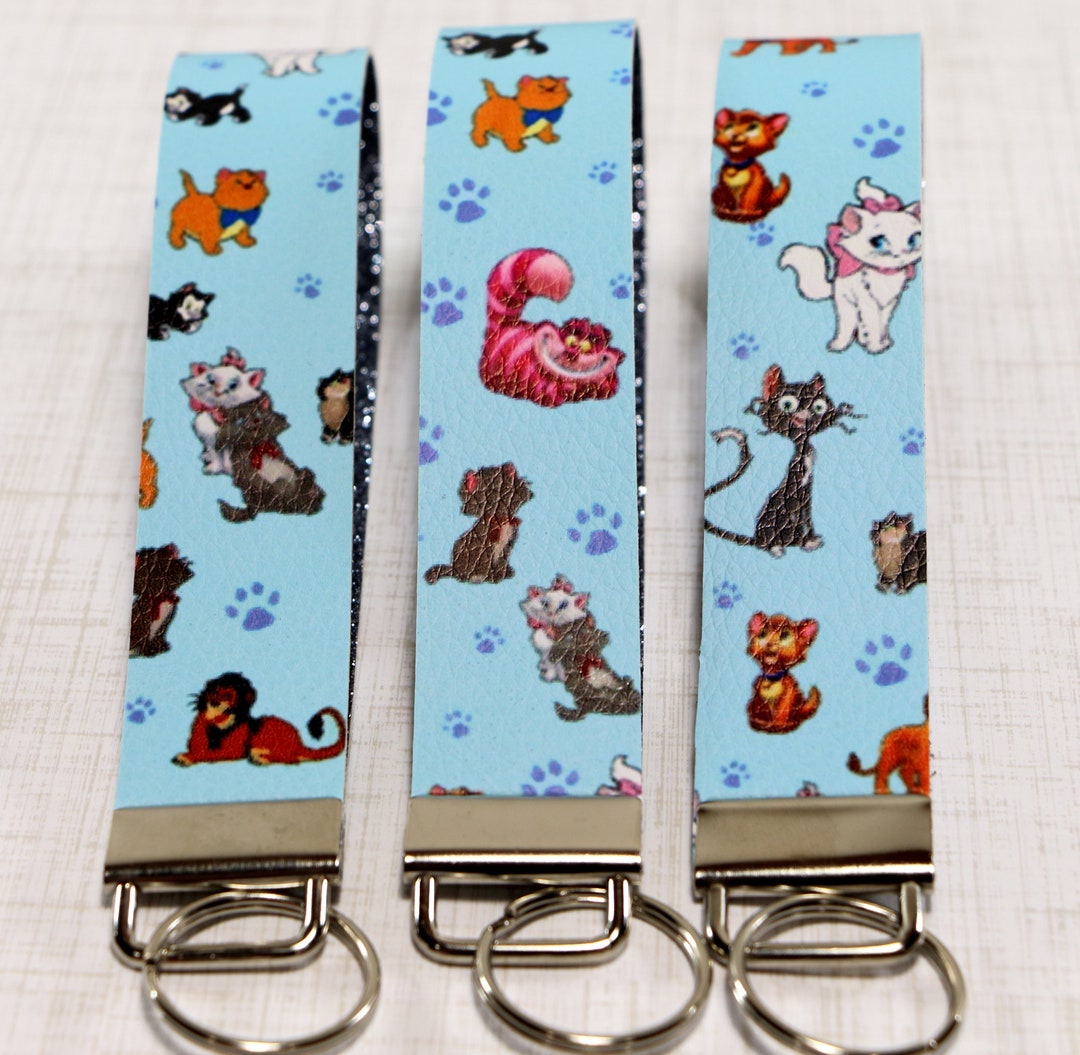 Cartoon Cat Key Fob Wristlet Blue Wristlet Cute Cats Wristlet - Etsy