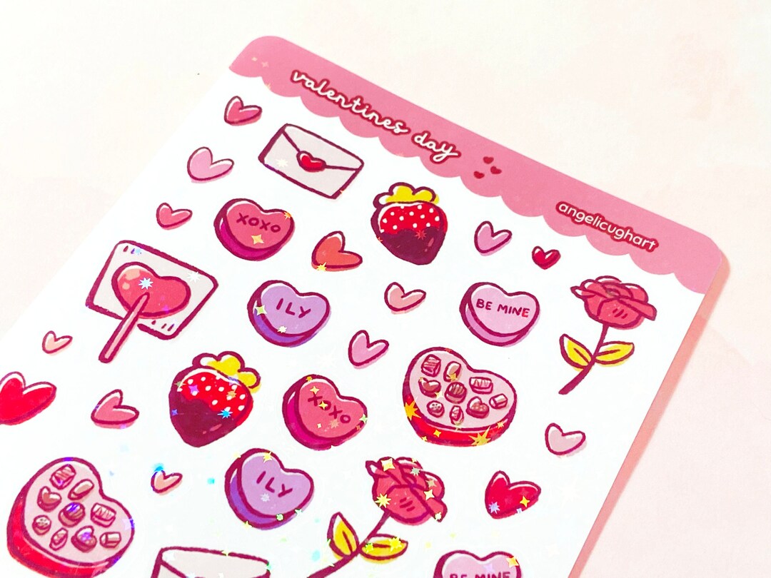 Valentine's Day Sticker Sheet 4x5 INCH Cute Glossy - Etsy