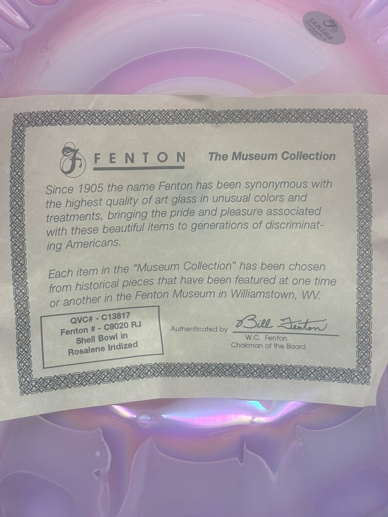 Fenton Art Glass Rosalene Shell Form Brides Bowl Iridescent Finish ...