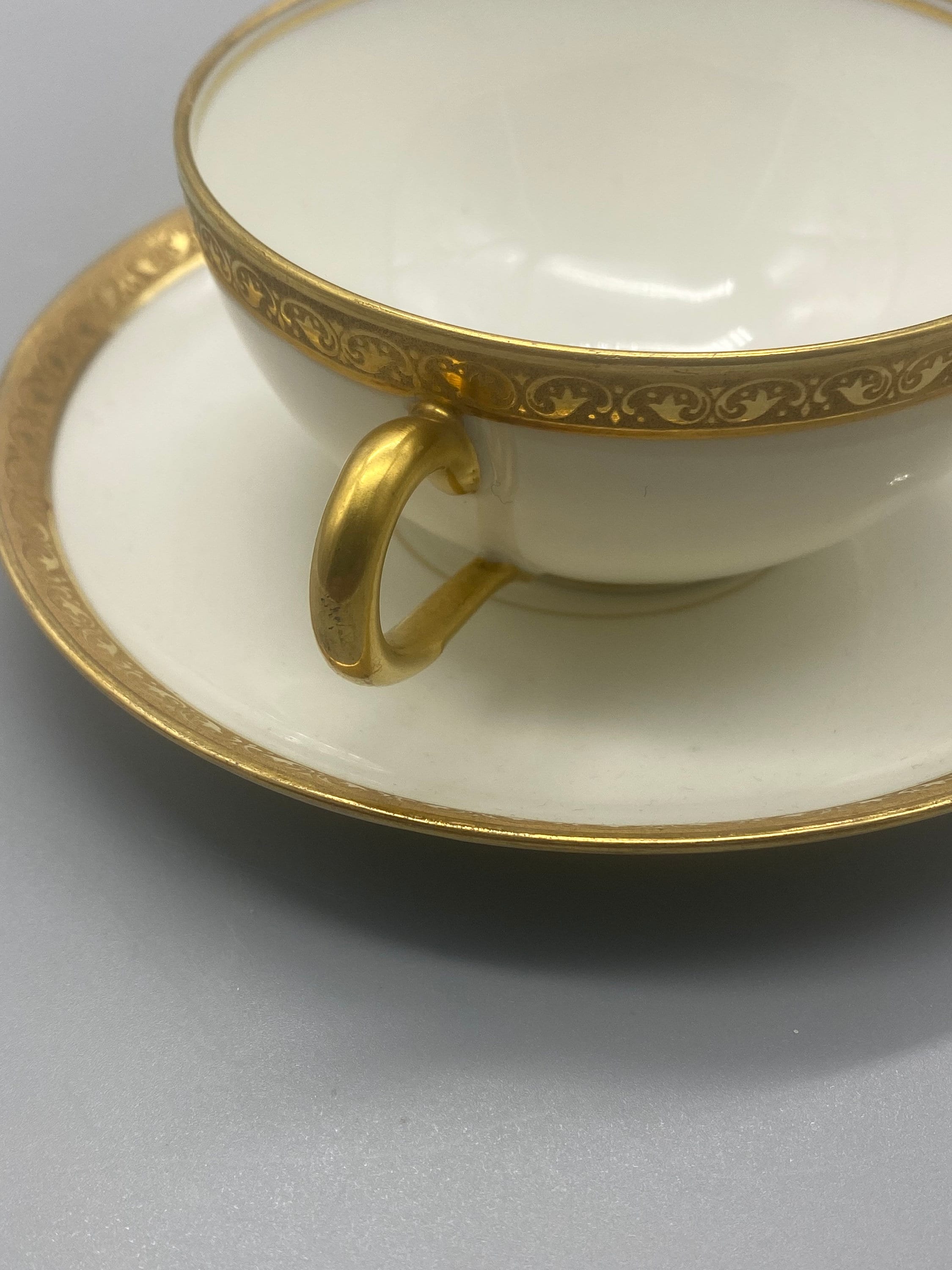 Antique Limoges France Old Abbey Double Handle Tea Cup& Saucer - Etsy
