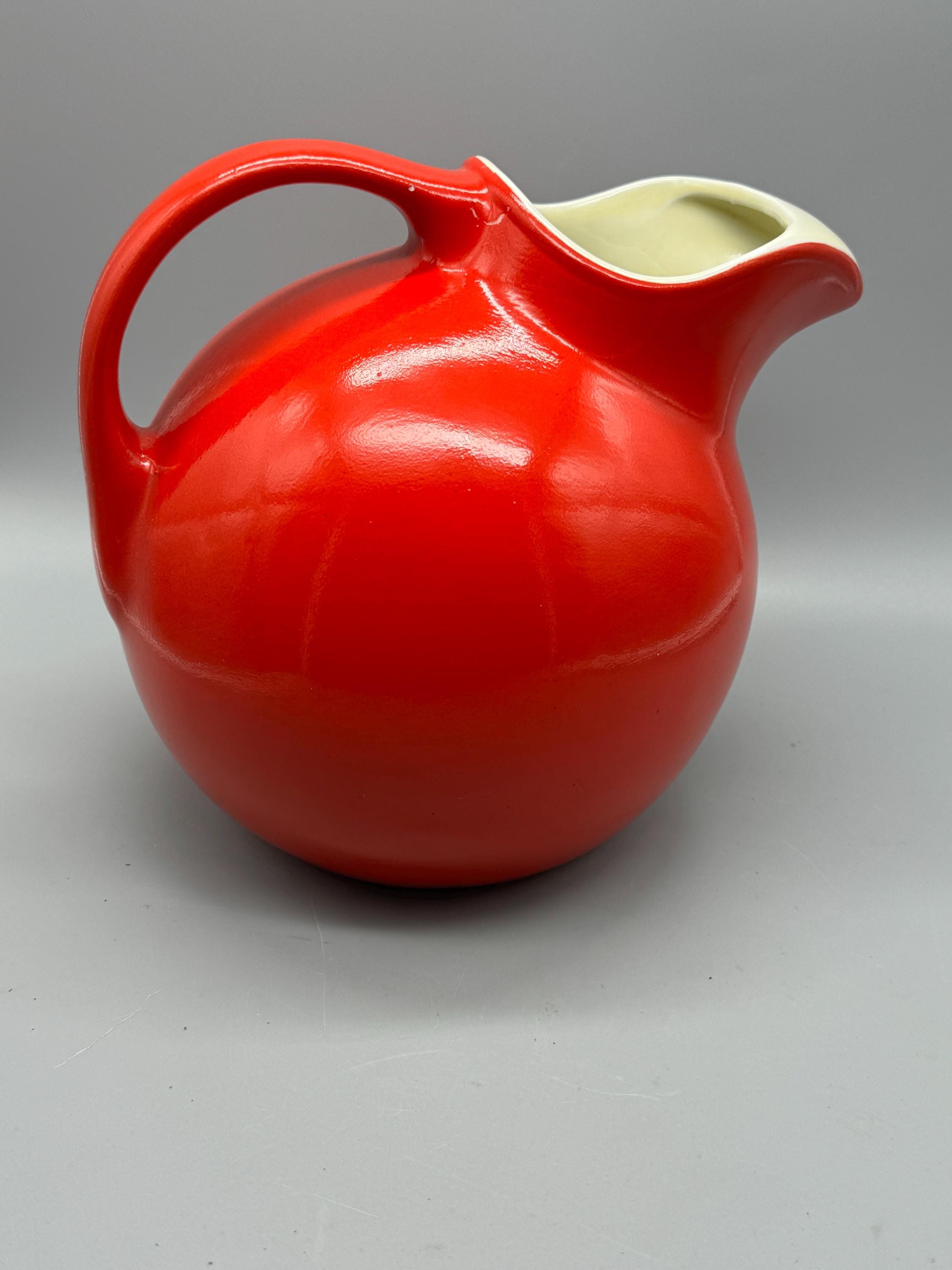 Vintage 1937 Hall’s Red Ball Water Pitcher W/ Ice Lip EXCELLENT ...
